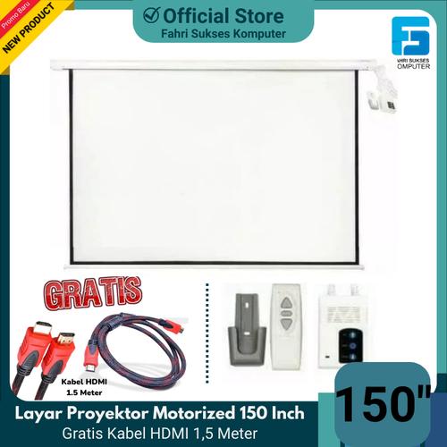 Promo Screen Projector Motorized 150" - Layar Proyektor Remot 150" 4:3 ...