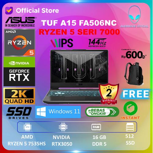 Promo Asus Tuf A15 FA506NC RTX3050 Ryzen 5 7535HS 16GB 512GB W11 OHS ...