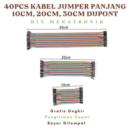 Promo 40pcs Kabel Jumper 10cm - 30cm Male Female Dupont Arduino Breadboard - 30 Cm, Female ...