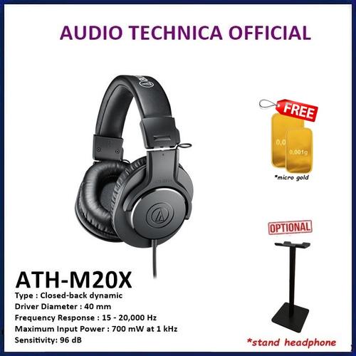 Jual Audio-Technica ATH-M20X M20 X Professional Monitoring Headphones - M20X Wired Only ...