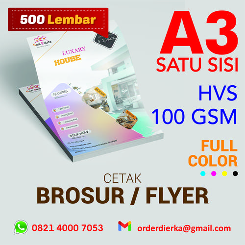 Jual CETAK BROSUR / FLYER A3 satu sisi bahan HVS 100 gsm - Jakarta ...