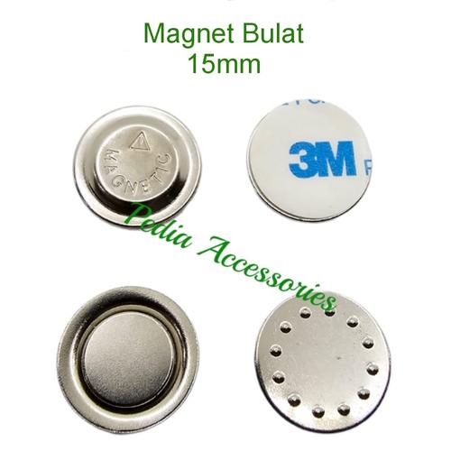 Jual Magnet Pin/Magnet Nama Dada Caution Bulat Diameter 23mm(15mm ...