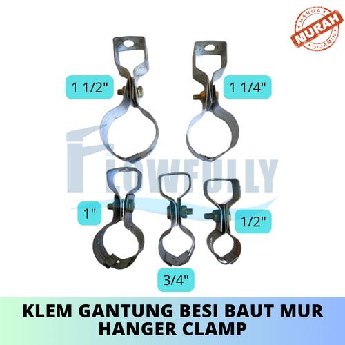 Jual KLEM PIPA GANTUNG ENGSEL BESI MUR BAUT UKURAN 1 2 3 4 HANGER CLAMP ...