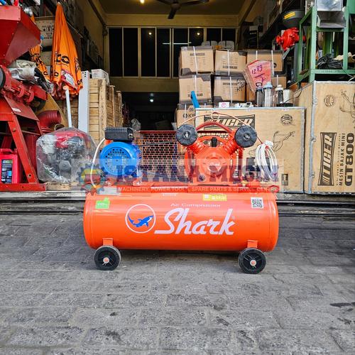 Jual MESIN KOMPRESSOR ANGIN UDARA SHARK 1/2HP 2 PISTON COMPLETE DINAMO ...