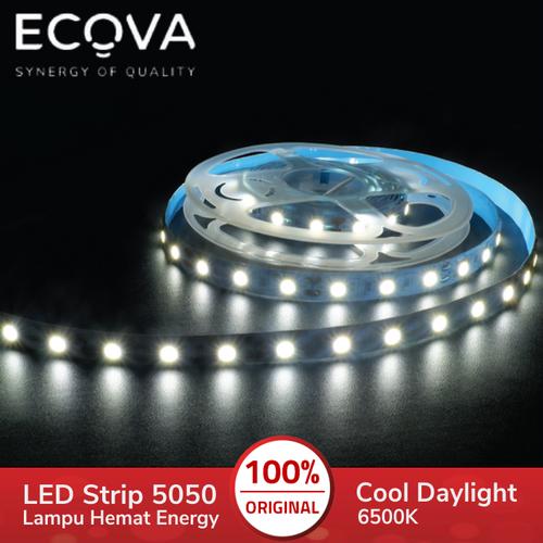 Jual ECOVA Lampu LED Strip Light 5M 12V 5 Meter Mata Besar 5050 - Putih ...