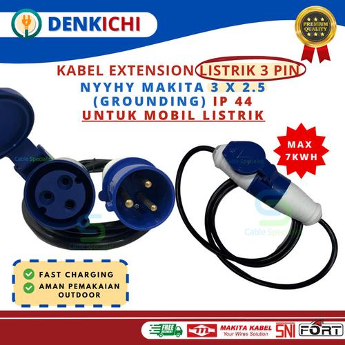 Jual Kabel perpanjangan Mobil Listrik 3 PIN ke 2 PIN (EV) 6000watt - 2 ...