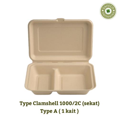 Jual Bagasse Box FF 1000 ML/ 9x6" 2C Sekat Kotak Makanan Ramah ...