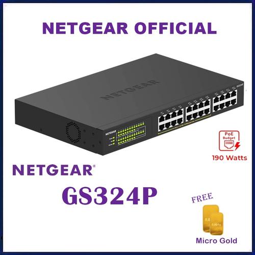 Jual Netgear GS324P 24 Port Gigabit Ethernet Unmanaged with 16 PoE+ ...