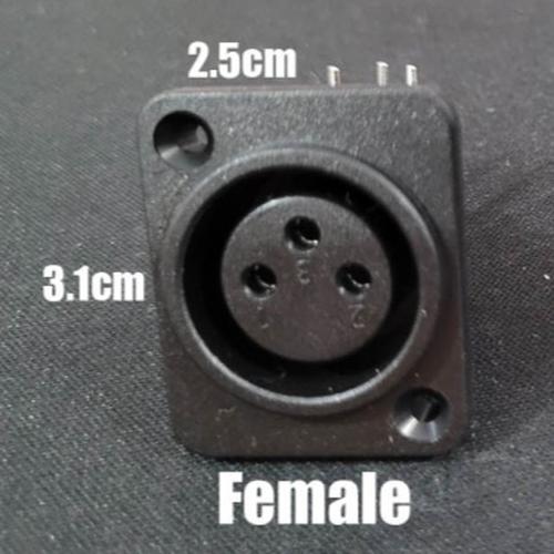 Jual Soket Canon Body Sasis PVC Hitam Female Canon XLR Body Kaki Tekuk ...
