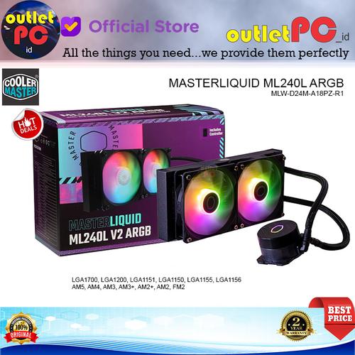 Promo COOLER MASTER AIO MASTERLIQUID 240L CORE ARGB CPU Cooler Master ...