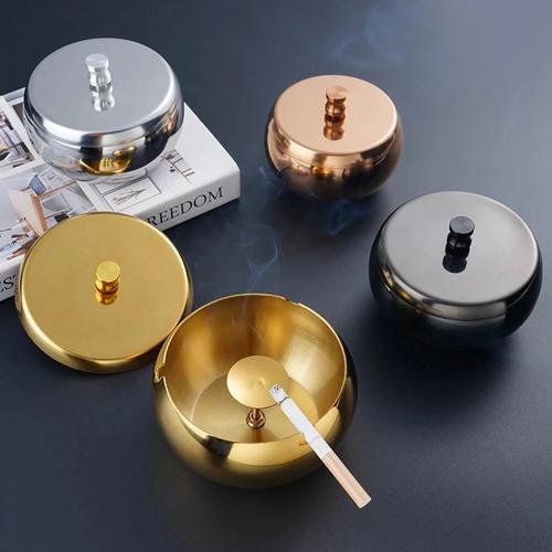 Promo Modern Stainless Round Ashtray Asbak stainless dengan besi tengah ...