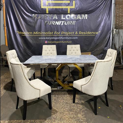 Jual Set Meja Makan Minimalis Stainless Top Marmer - Dining Table DT-54 ...