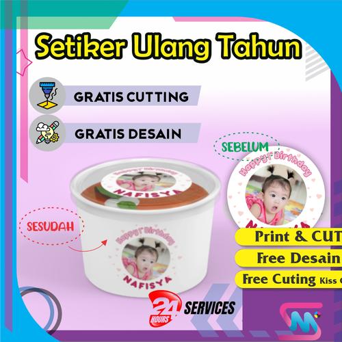 Jual Cetak Stiker Ulang Tahun Bulat Custom Desain Free Template Ultah ...