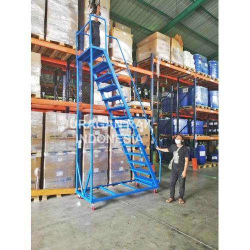 Jual Tangga Dorong Gudang Tinggi 4,5 Meter . Rolling Ladders Mobile ...