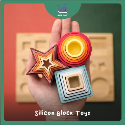 Promo Mainan Edukasi Silicone Block BPA Free Papan Belajar Bentuk dan ...