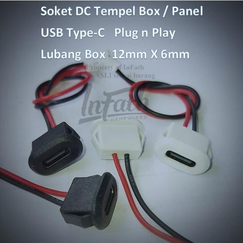 Jual InFath - Soket Kotak tempel Box USB Type C female DC socket ...