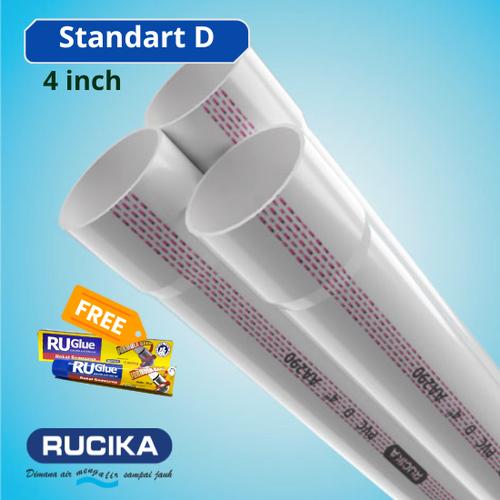 Jual Pipa Pralon PVC RUCIKA standard(STD) D ukuran 4" inch garis Merah ...