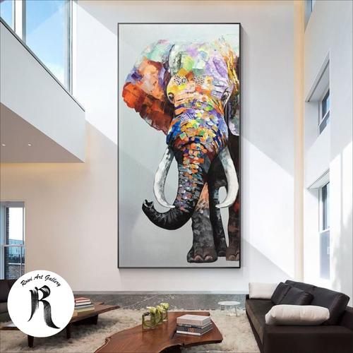 Jual lukisan dinding gajah - lukisan modern - lukisan abstrak - gajah ...