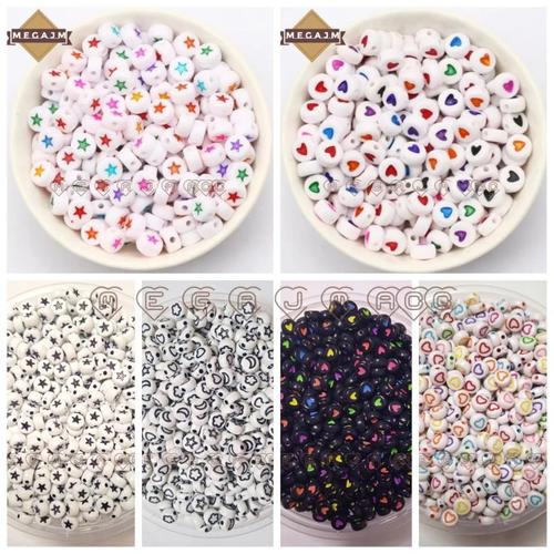 Promo 100 psc Manik Manik Model Bintang Model Bulat Pipih Bahan Meronce ...