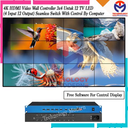 Jual 4K Seamless Video Wall Controller 3x4 4x3 For 12 TV Support Matrix ...