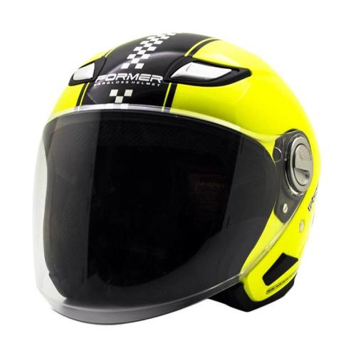 Promo Cargloss FORMER FLO Helm Half Face - Deep Black - Kuning L - Kab ...