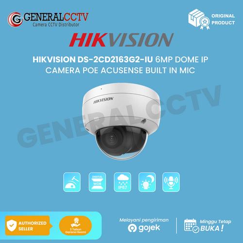 Jual Hikvision IP CAMERA DS-2CD2163G2-IU 6MP DOME IP CAMERA POE ACUSENSE BUILT IN MIC - DS ...