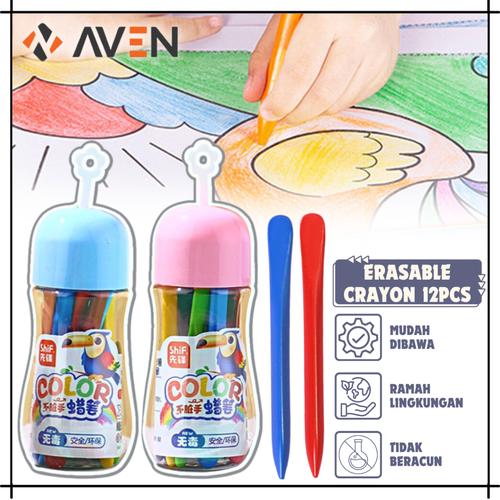 Jual AVEN Erasable Crayon Set 12Pcs / Krayon Karakter Menggambar ...