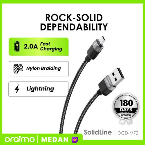 Jual Oraimo Data Cable Solidline 5V 3A Fast Charging 1M OCD-M72/C72/L72 ...