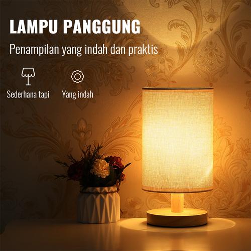 Promo Lampu Meja Lampu Tidur LED Desk Lamp Bedside Wood Table Lamp ...