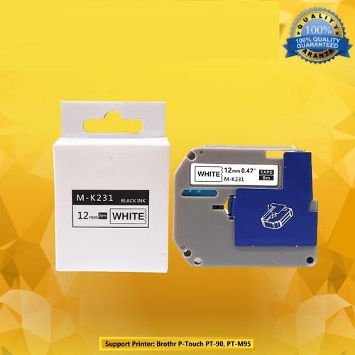 Jual Label Tape Brothe P-Touch MK231 12mm Black On White PT-90 PT-M95 ...