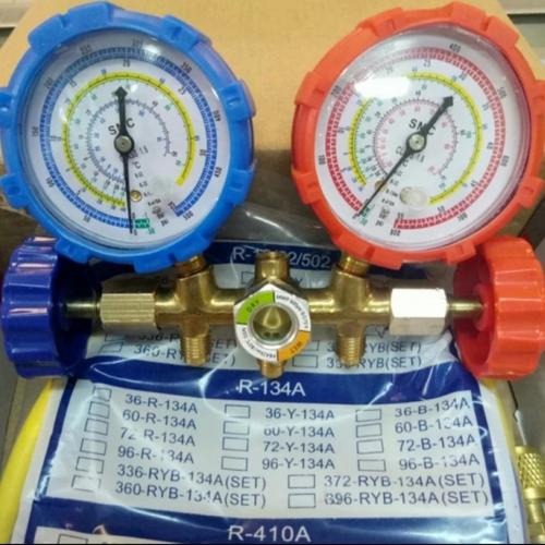 Jual Manifold Dabel Gauge Analiser Pengisian Freon R32 R22 R410 R134A ...