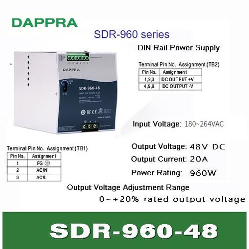 Jual SDR-960-48 48V 20A AC-DC Industrial DIN rail power supply ST91 - Jakarta Utara - DAPPRA ...