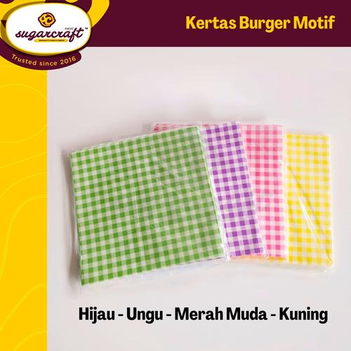 Jual Kertas burger motif 18cm x 18cm kertas nasi food packaging paper ...
