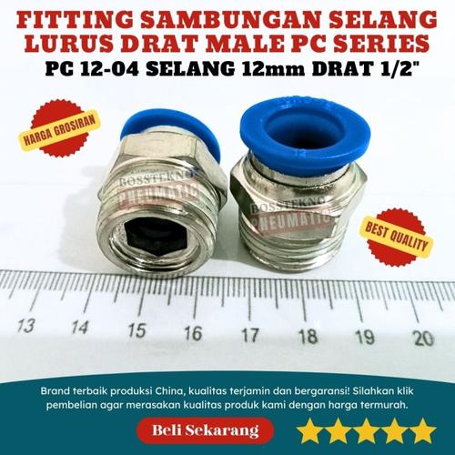 Jual FITTING SAMBUNGAN LURUS NEPEL SELANG PU UKURAN PC 1204 12mm Drat 1 ...