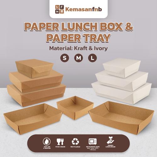 Promo Paper Lunch Box & Paper Tray Kertas Kraft/ Ivory Ukuran S, M, L ...