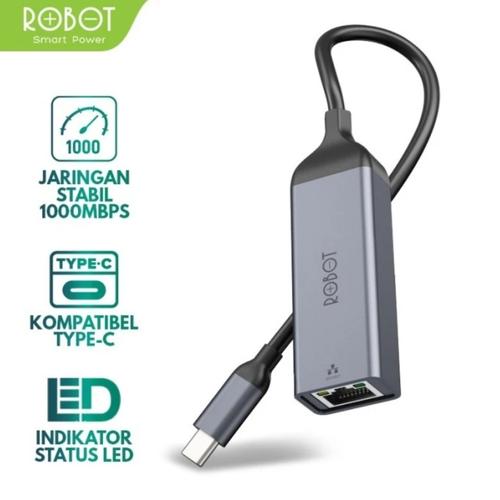 Jual ROBOT USB Type C to LAN Ethernet Adapter Gigabit 1000Mbps EA20C ...