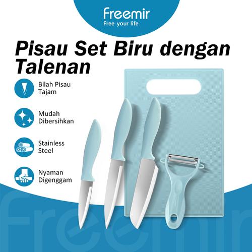Jual Freemir Set Pisau Dapur Serbaguna Stainless Steel - Biru / Hijau ...