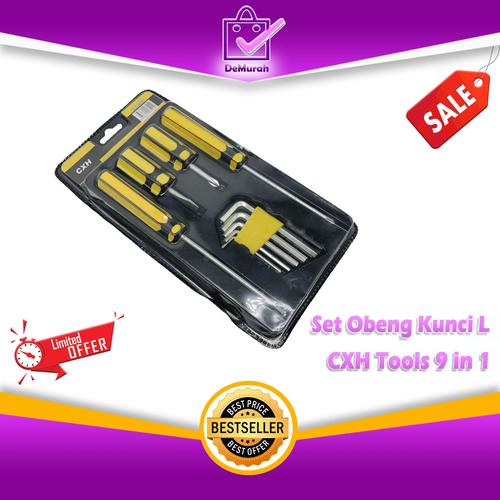Promo Set Obeng Kunci L CXH Tools 9 in 1 Screwdriver With Hex Key A049 ...