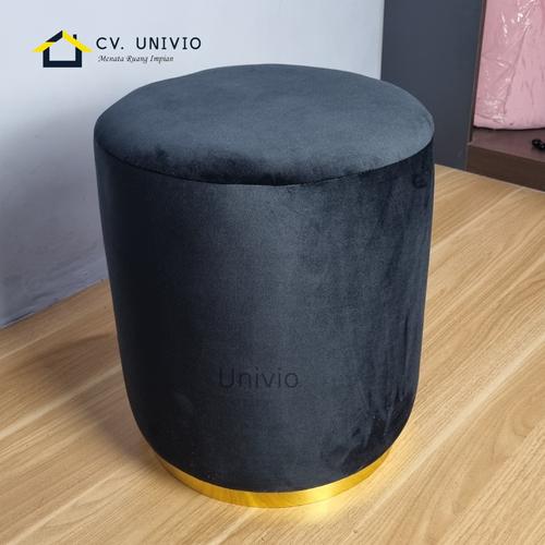 Jual UNIVIO Round Golden Ottoman Stool Kursi Sofa Stool Gold Strip ...