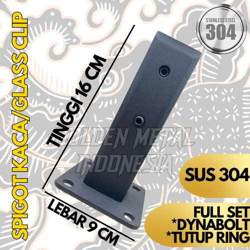 Jual Spigot Kaca/Glass Clip Stainless SUS 304 Hitam FULL SET - Jakarta ...