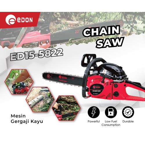 Jual Mesin ChainSaw 22" EDON 2 Tak Gergaji Potong Pohon Kayu Chain Saw ...