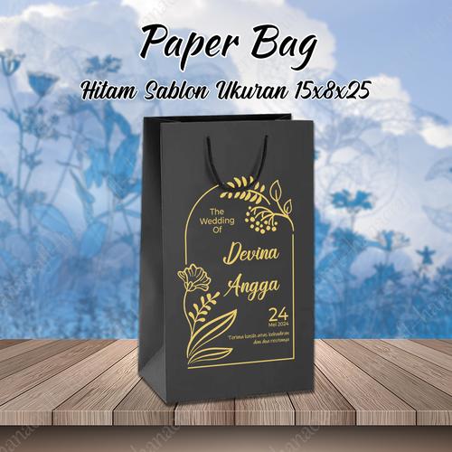 Jual Paper Bag Hitam Ukuran 15x8x25 Custom Sablon Free Desain - SABLON ...