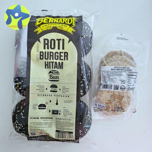Jual (PAKET) BERNARDI burger hitam wijen + BERNARDI beef patties ...