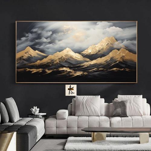 Jual Lukisan abstrak landscape gunung emas modern ukuran 200x100 cm ...