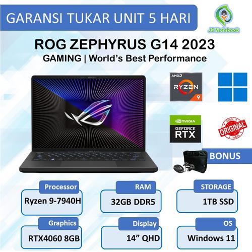 Promo Asus Rog Zephyrus G14 2023 RTX4060 8GB Ryzen 9-7940HS 32GB 1TB ...