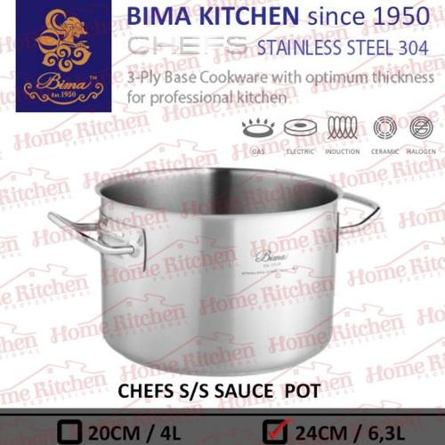 Jual Terbaru BP1900224 Bima Chef Saucepot Stockpot 24cm 6,3L Stainless ...