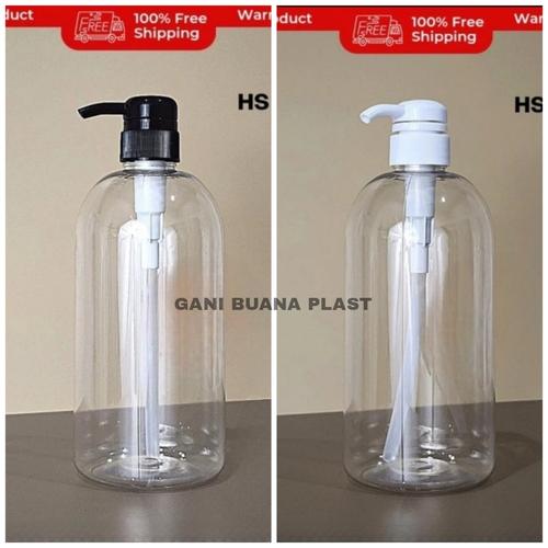 Jual BOTOL PUMP 1 LITER BENING/BOTOL PUMP 1000ML NATURAL TUTUP PUMP ...