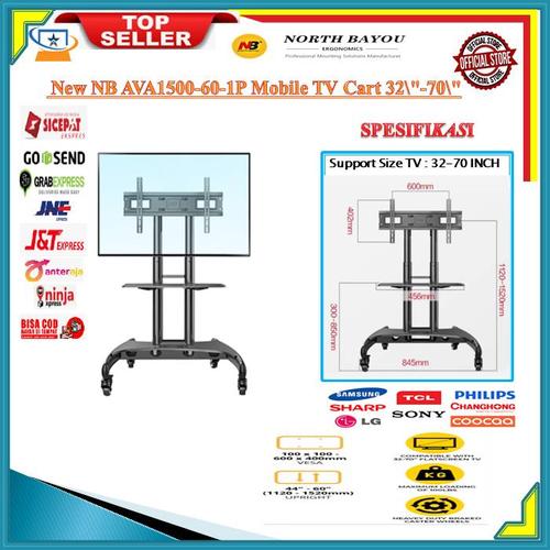 Jual North Bayou AVA1500-60-1P Steel TV Stand Dengan Roda bracket tv ...