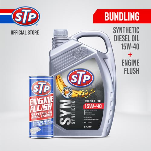 Promo STP [BUNDLE] Synthetic Diesel Oil 15W-40 5L + Engine Flush Oli ...