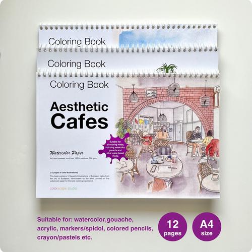 Jual Watercolor & Mixed Media Coloring Book - Aesthetic Cafes - Jakarta ...